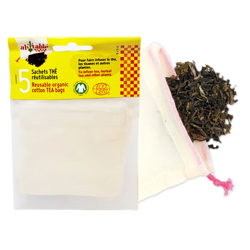 Herbruikbare theezakjes van biokatoen